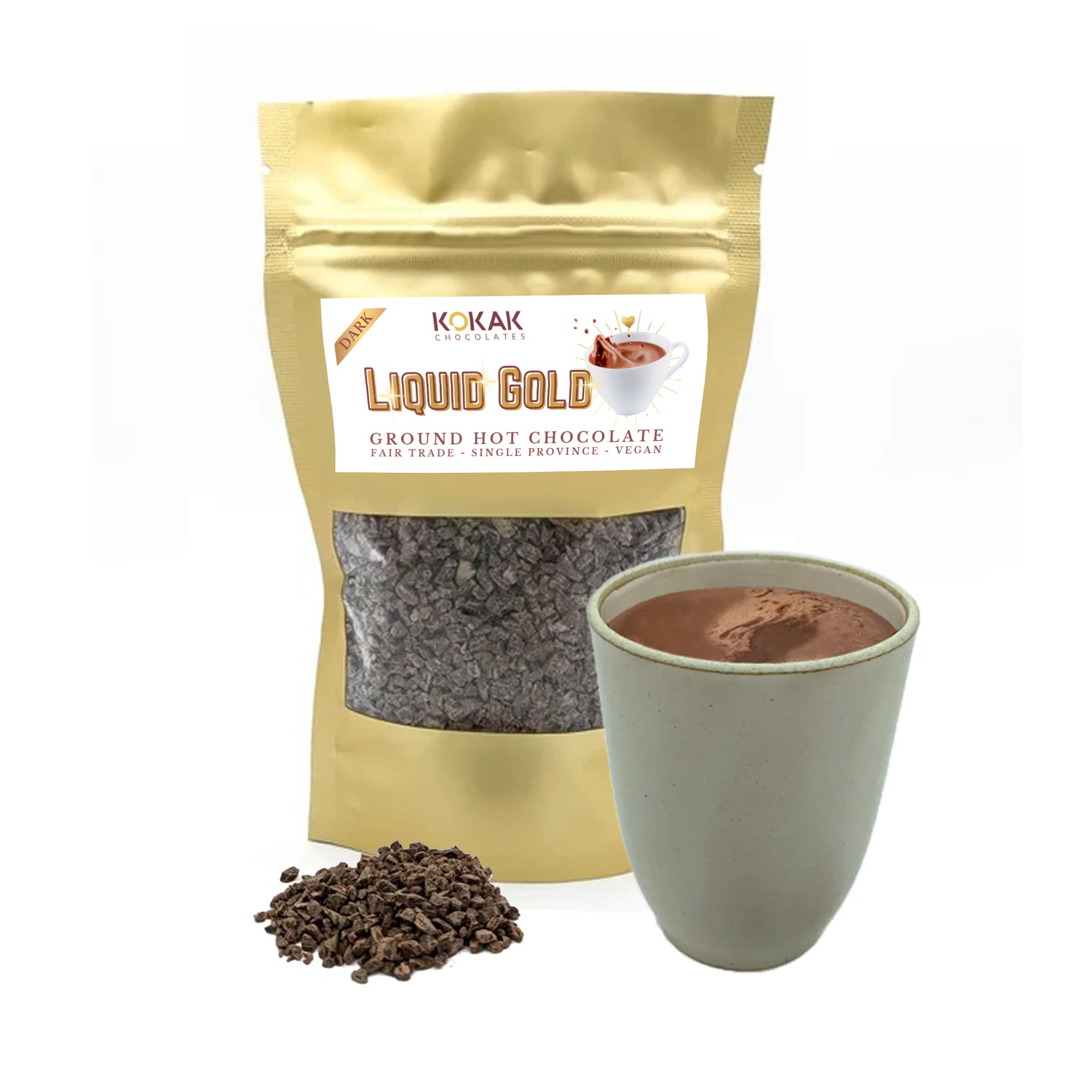 Liquid Gold Ground Hot Chocolate Pack - Dark** | Kokak Chocolates